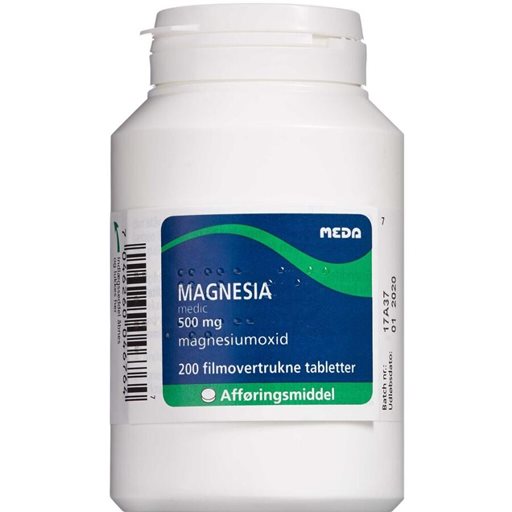 Magnesia medic 500 200 stk Filmovertrukne tabletter MEDA | Apopro.dk