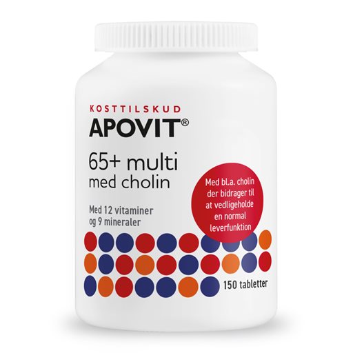Køb APOVIT 65+ multi med cholin Kosttilskud 150 stk | Hos Apopro.dk